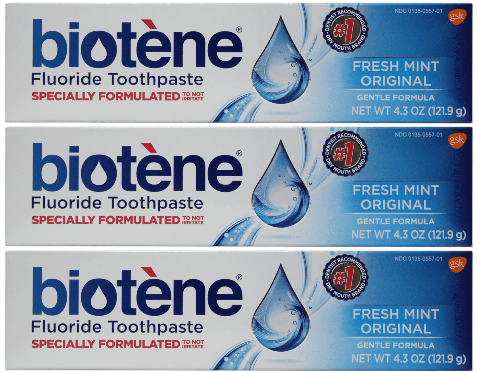 Biotene Fluoride Toothpaste, Fresh Mint - 4.3 Oz , 3 Pack - Walmart.com