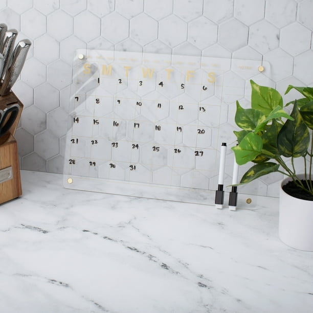 Clear Acrylic Magnetic Whiteboard Calendar for Fridge, Dry Erase Board ...