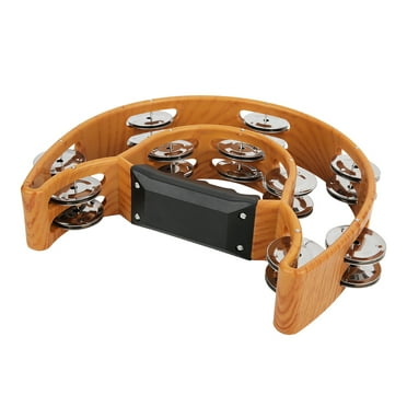 Tambourine Double Row Metal Jingles Bell Hand Held Percussion Half Moon ...
