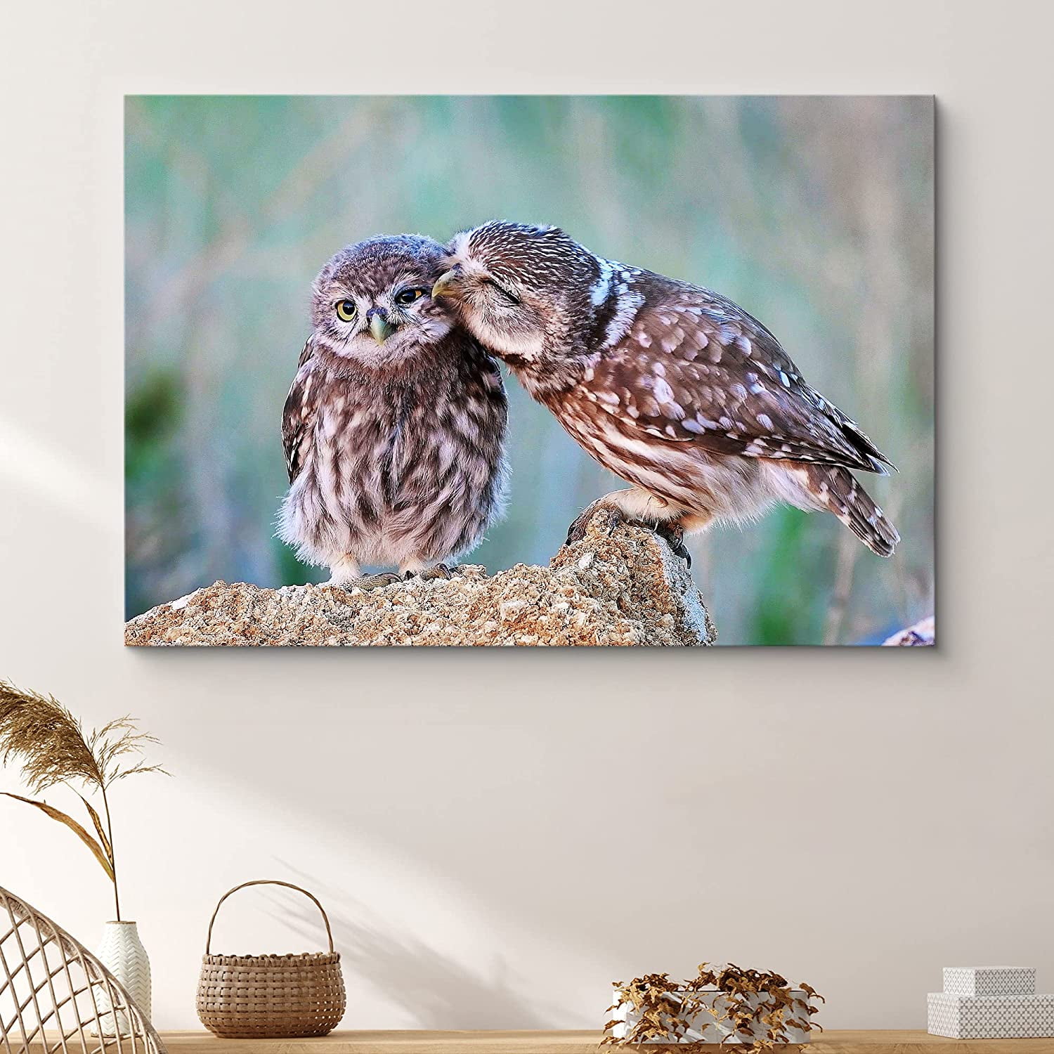 PixonSign Canvas Print Wall Art Two Owls on Tree Animals Wilderness ...