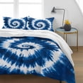 4 Piece Duvet Cover Set Cal king, Blue Tie Dye Vortex Psychedelic Soft ...