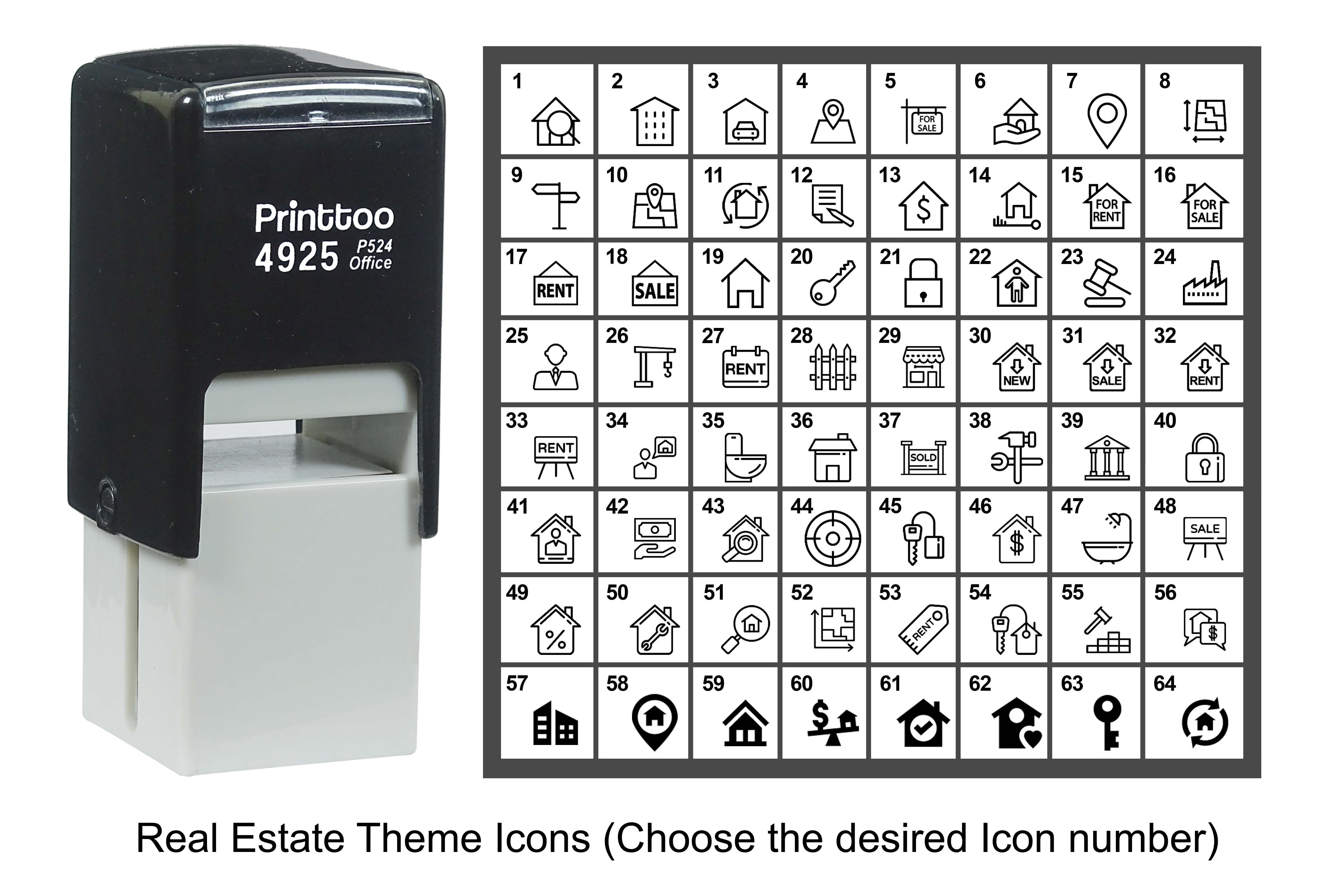 Printtoo Personalized Real Estate Theme Icons Rubber Stamp Self Inking ...