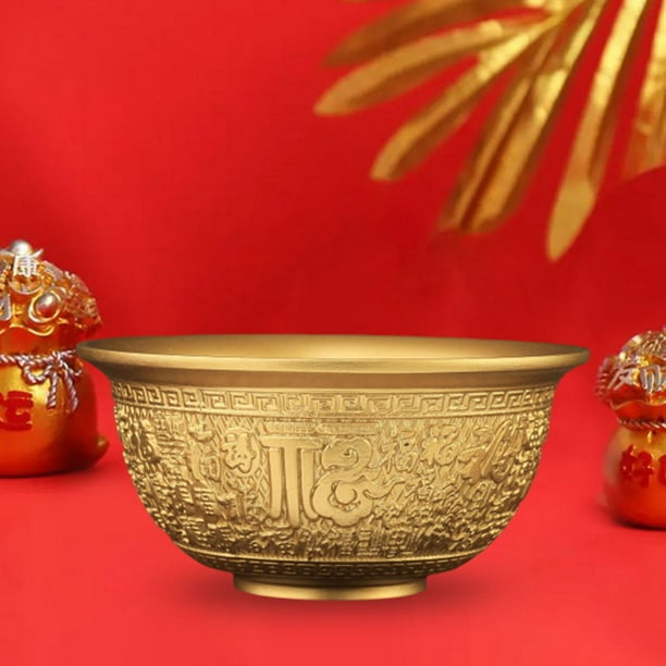 Brass Fortune Bowl Chinese Cornucopia Bowl Ornament Golden Color ...