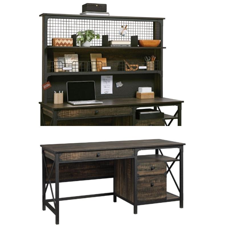 Home Square 2-Piece Set with Computer Desk & Computer Hutch in Carbon ...