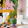Boho Black Cat Shower Curtain, Colorful Tropical Plant Bathroom Decor ...