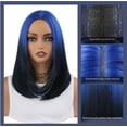 Blue and Black Gradient Hair Wigs for Women - Long Straight High ...