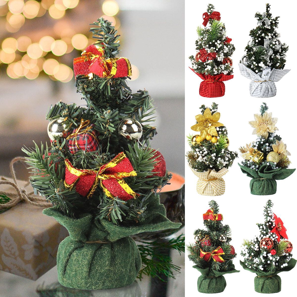 Deago 6 Pack 8.7 Inch Table Top Artifical Mini Christmas Tree for Home ...