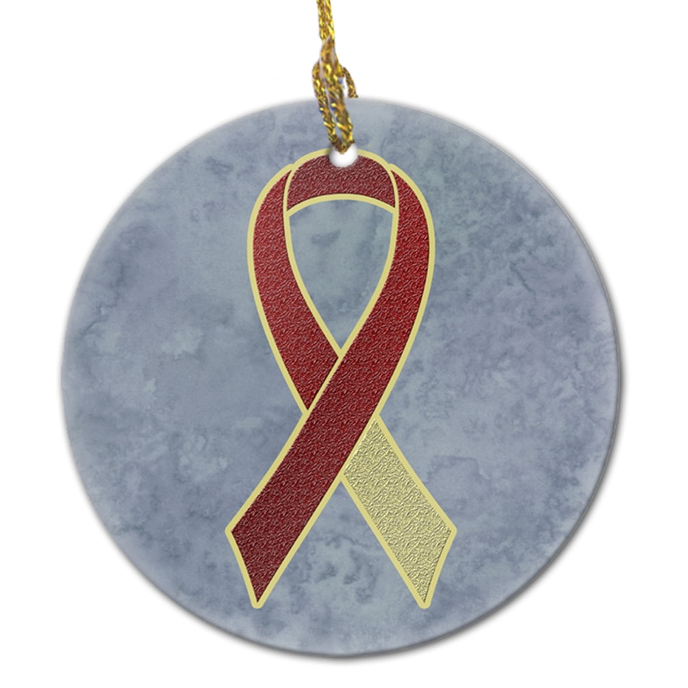 Burgundy and Ivory Ribbon for Head and Neck Cancer Awareness Ceramic ...