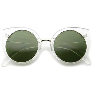 Classic Retro Horn Rimmed Neutral-Colored Lens Round Sunglasses 52mm ...