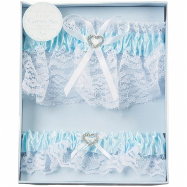 Lace Garter Set With Rhinestone Heart, Blue - Walmart.com