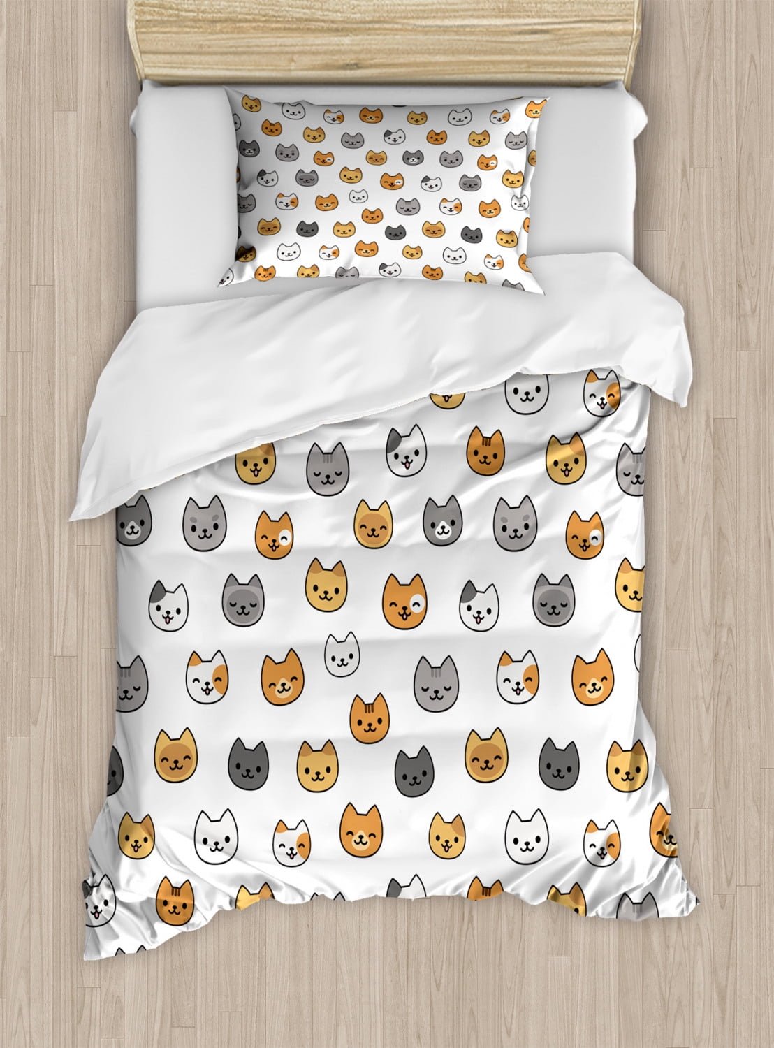 Nursery Twin Size Duvet Cover Set, Happy Funny Kittens in Various ...
