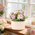 Artificial Flower Bouquet with Vase - Realistic Low Maintenance Desktop ...