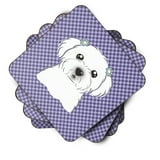 Purple Checkered Maltese Foam Coaster Set of 4 - Walmart.com