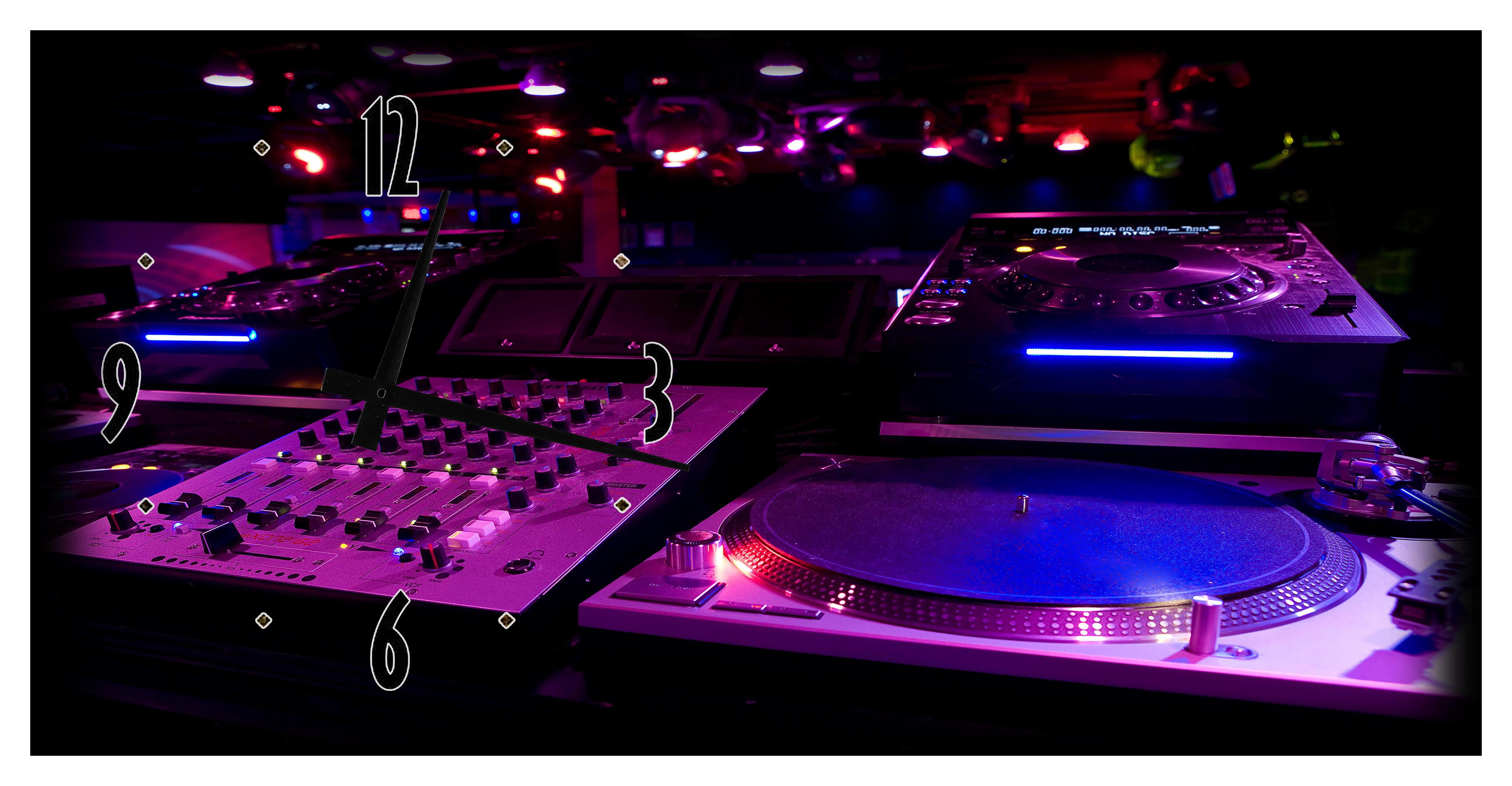 Large Wall Clock Nightclub DJ Equipment Music Turntables Man Cave ...