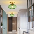 Deyidn 9.45 Inch Modern Ceiling Light with Green Striped Glass Shade ...