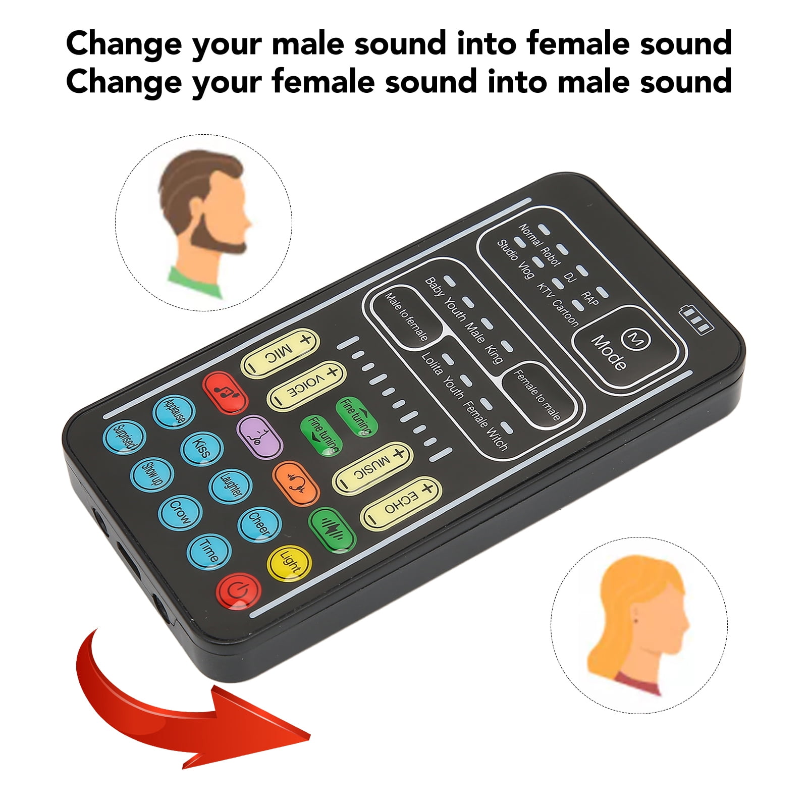 Black Voice Changer F998 Sound Card With Voice Changer & DJ Mixing