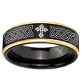 Celtic Cross Step Edge Black And Gold Tungsten Promised Ring 10MM ...