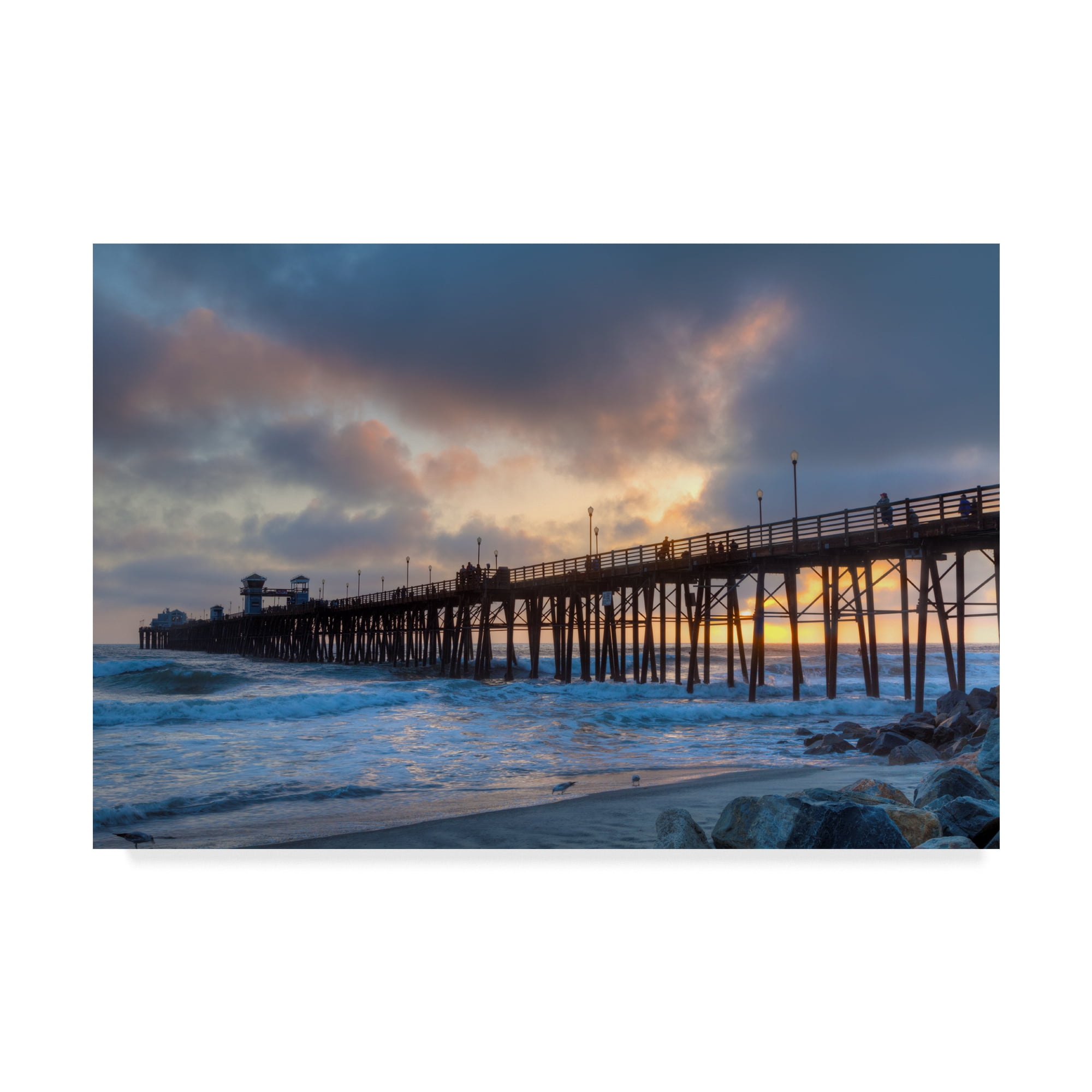 Trademark Fine Art 'Sunset Through Oceanside Pier' Canvas Art by Chris ...