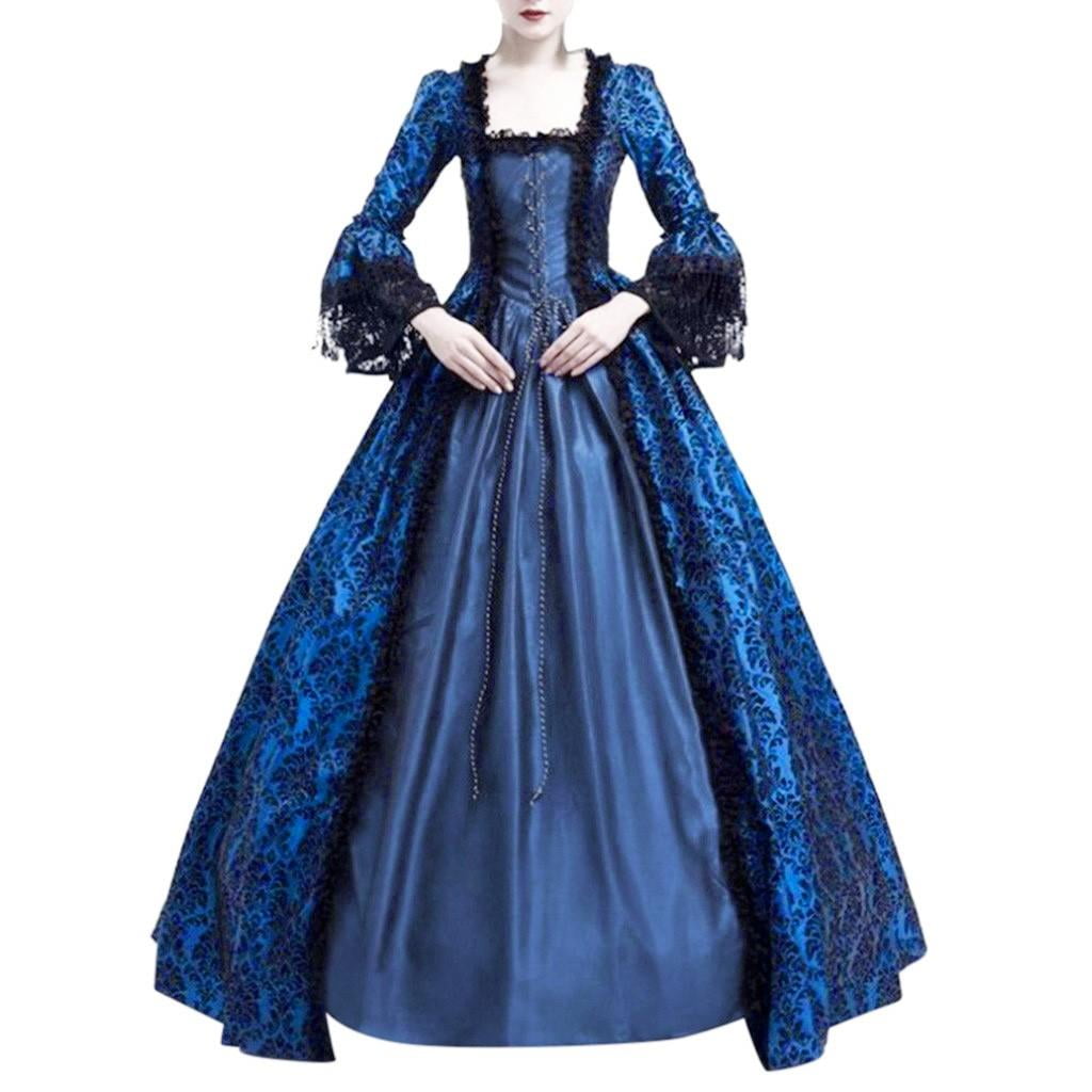 Wirziis Women's Palace Retro Lace Stitching Big Bell Sleeve Medieval ...
