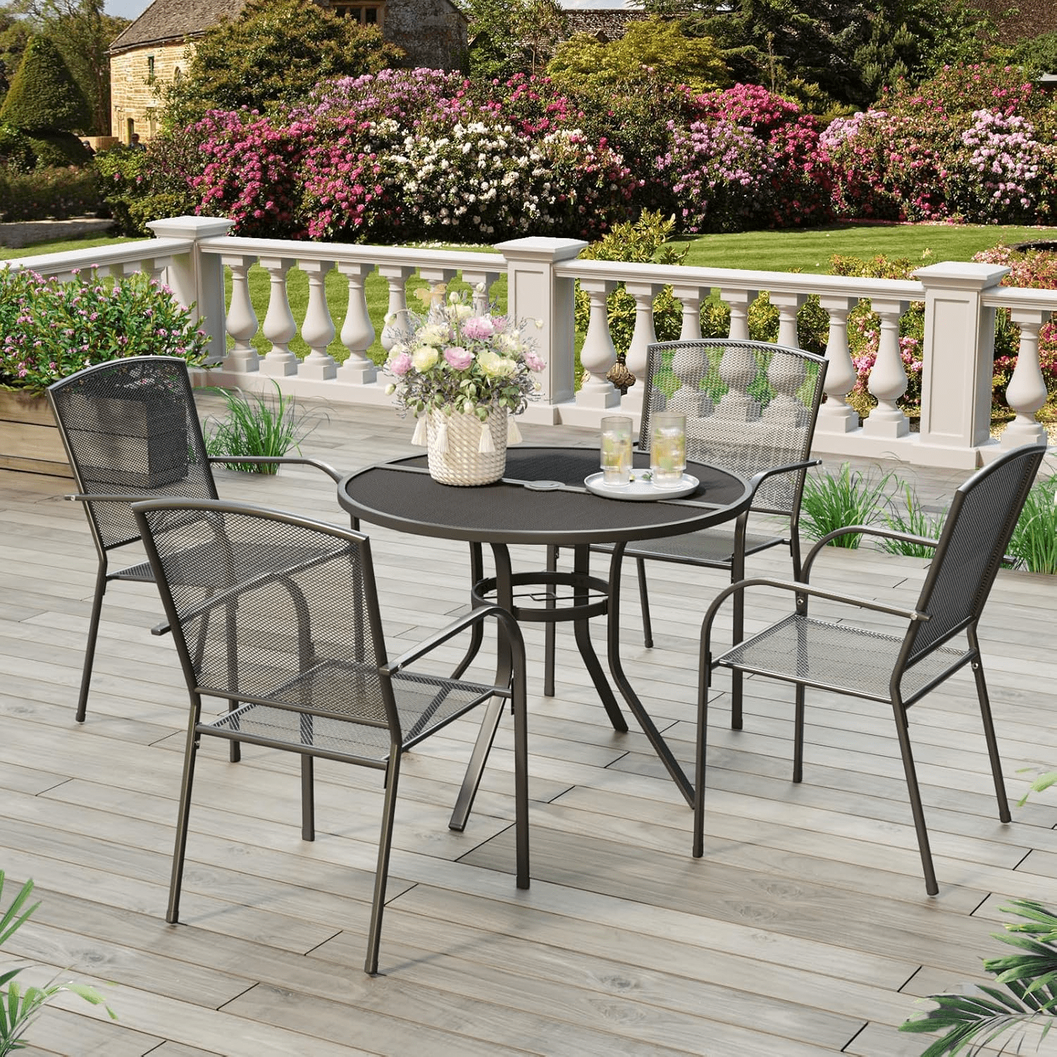 Click here for Aecojoy 5-Piece Patio Metal Dining Set With Round... prices