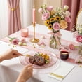 350 Pcs Clear Pink Plastic Plates with Gold Rim Hammered Disposable ...