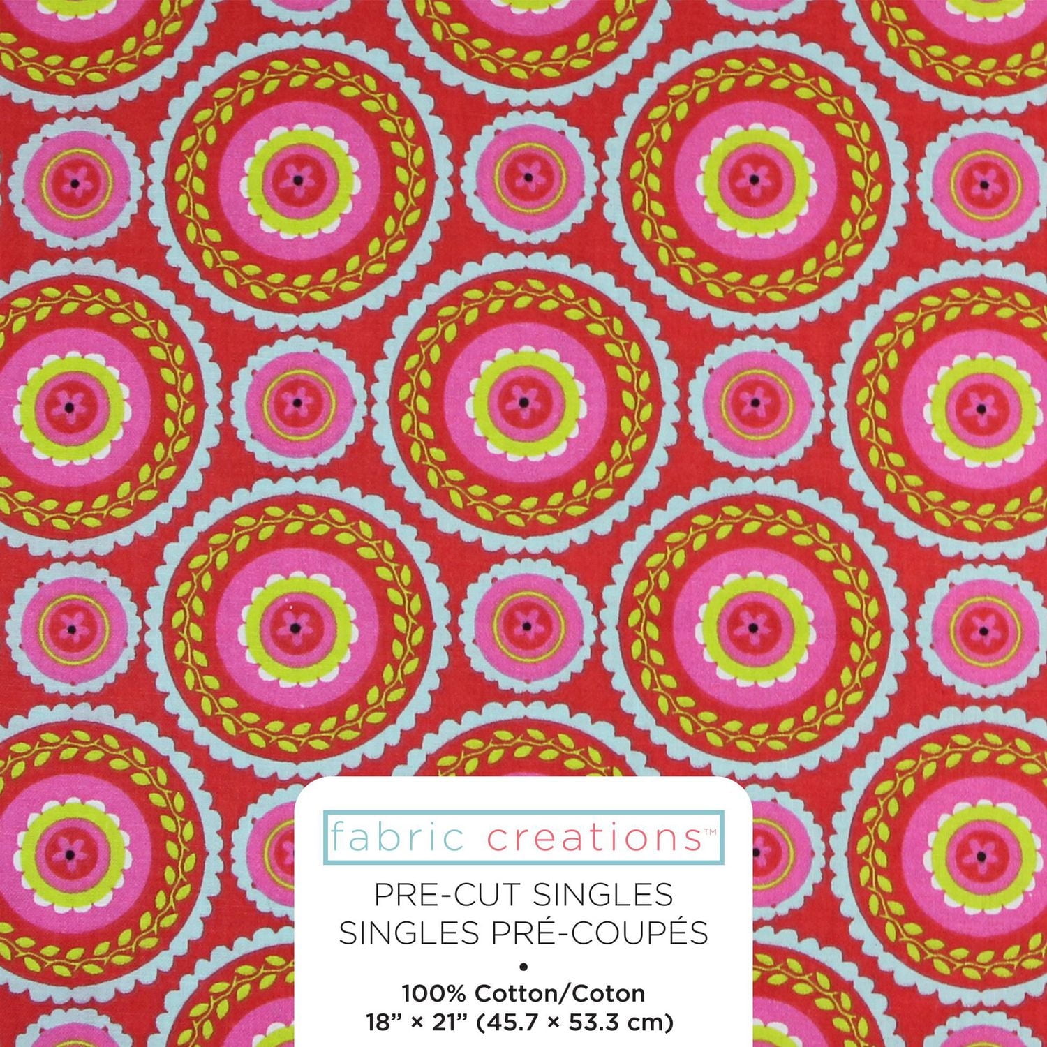 Click here for Fabric Creations Pink With Bright Spiral Mandala F... prices
