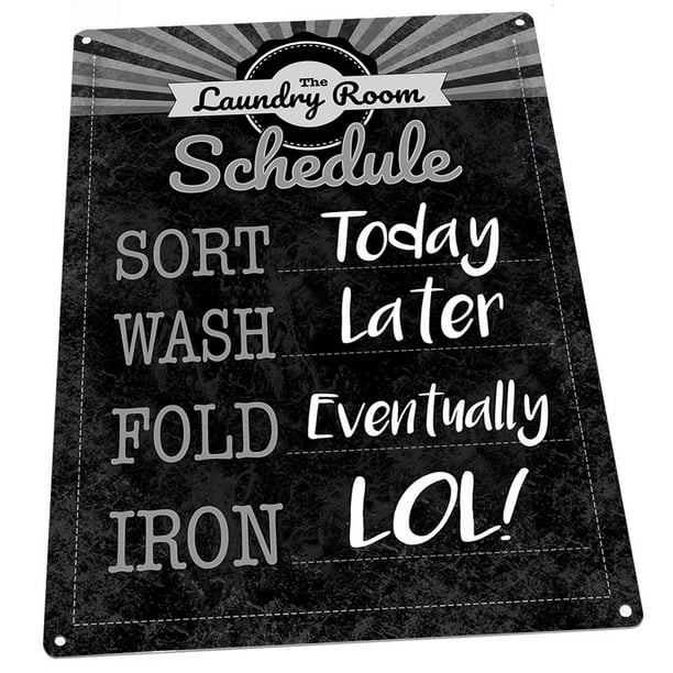 Laundry Room Schedule 9"x12" Metal Sign, Wall Decor for Bath or Laundry ...