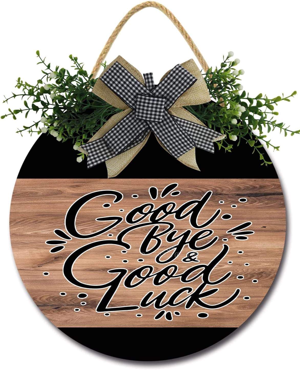 Eveokoki 11" Door Good Bye Good Luck Wooden Hanging Interior and ...