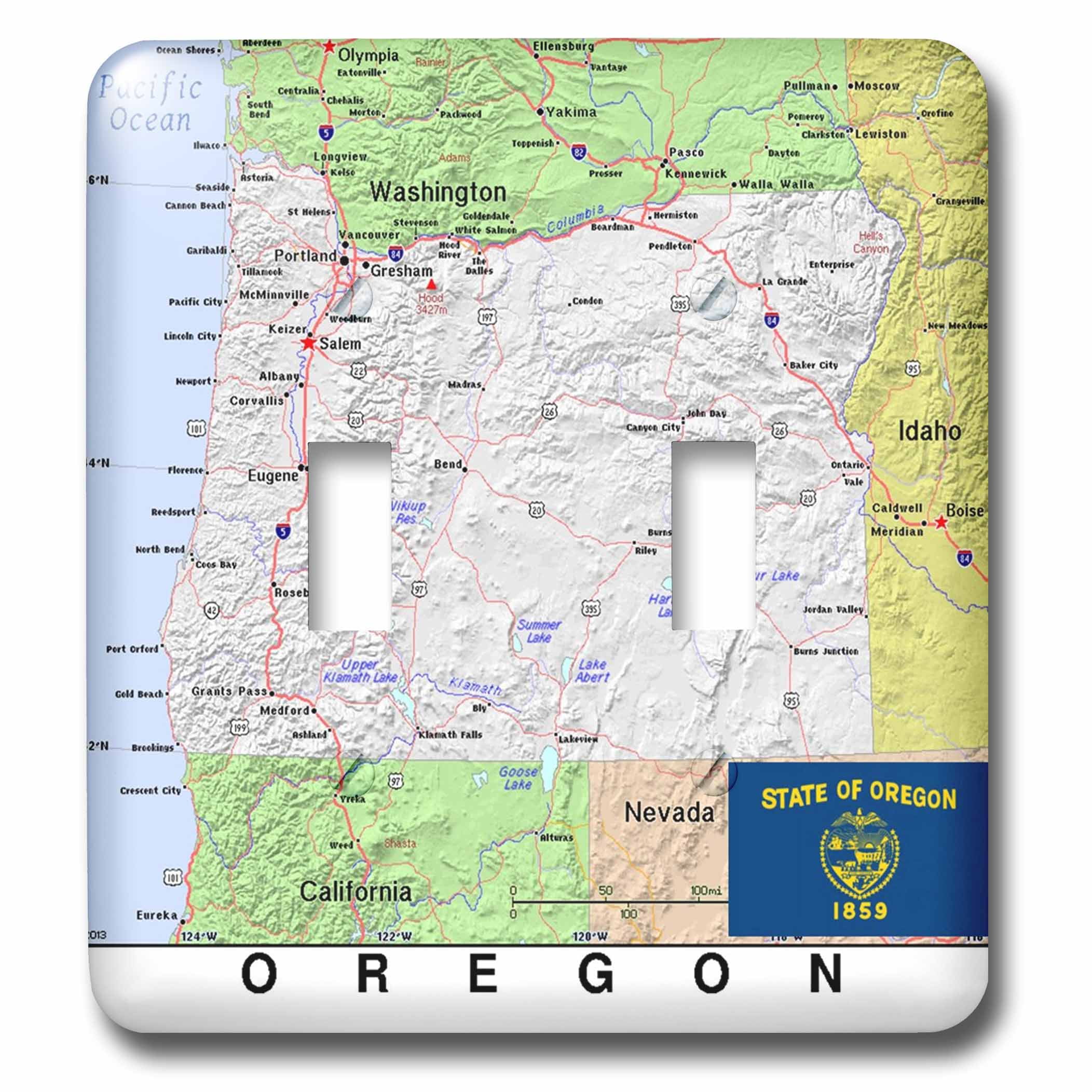 3dRose Image of Oregon Topographic Map With State Flag - Double Toggle ...
