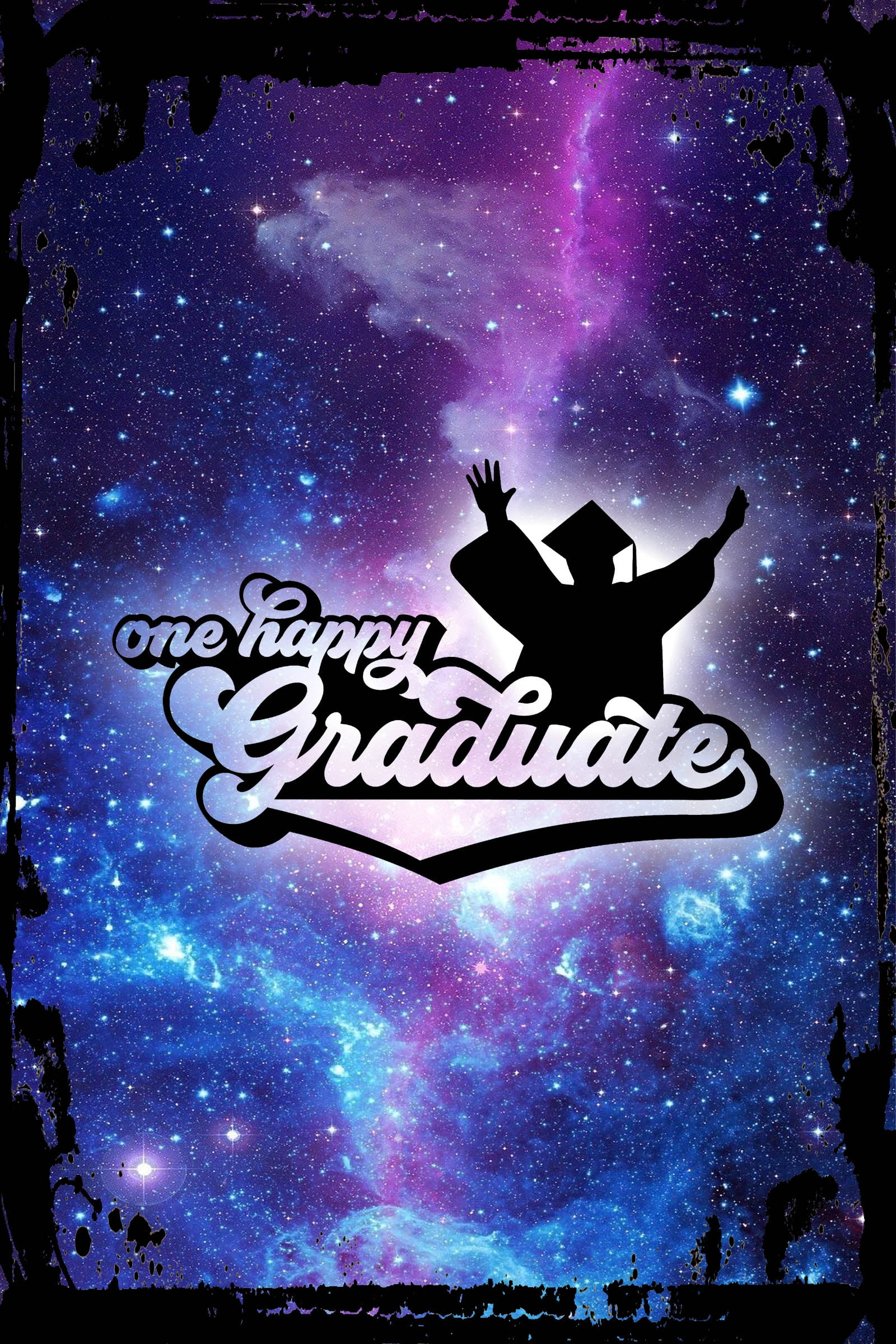 Galaxy Inspirational Wall Art One happy graduate silhouette high school ...