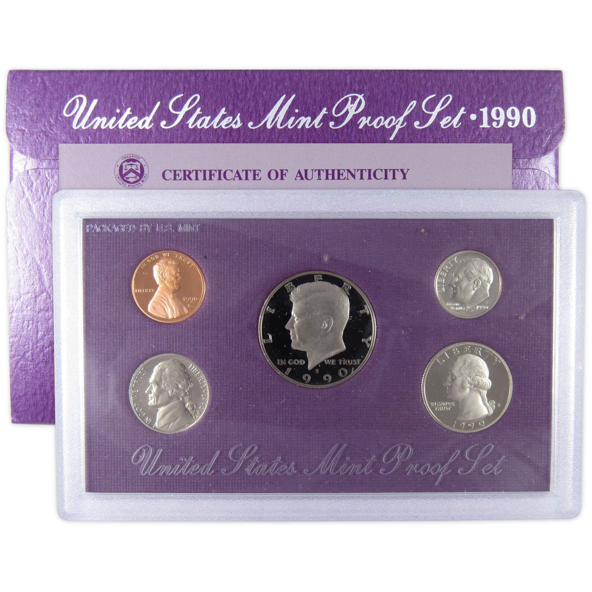 1990 Clad Proof Set U.S. Mint Original Government Packaging OGP COA ...