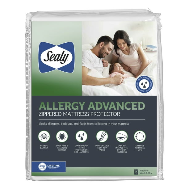 Sealy Allergy Advanced Waterproof Zippered Mattress Protector, Twin ...