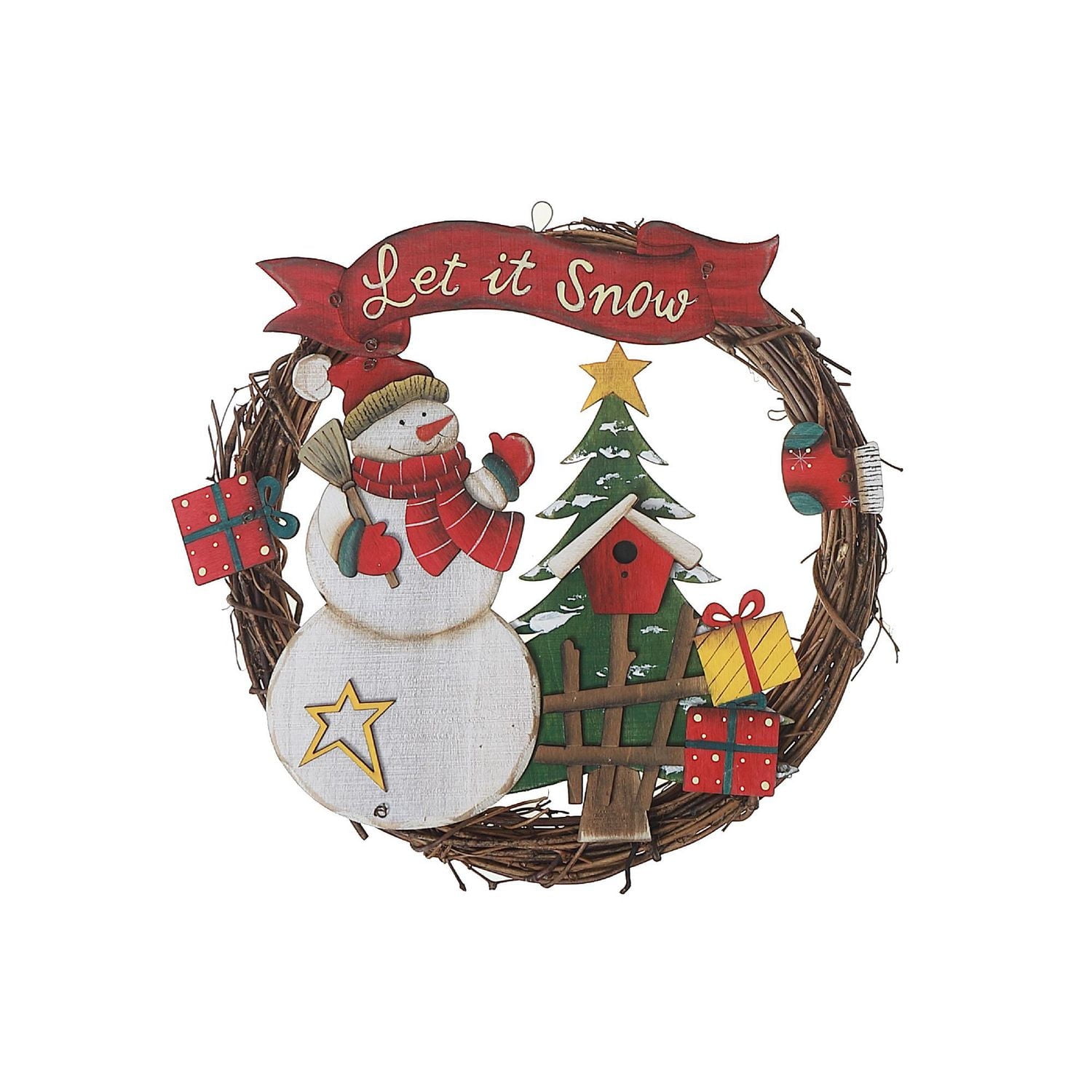 Click here for Ih Casadécor Let It Snow Wooden Snowman Wreath Han... prices