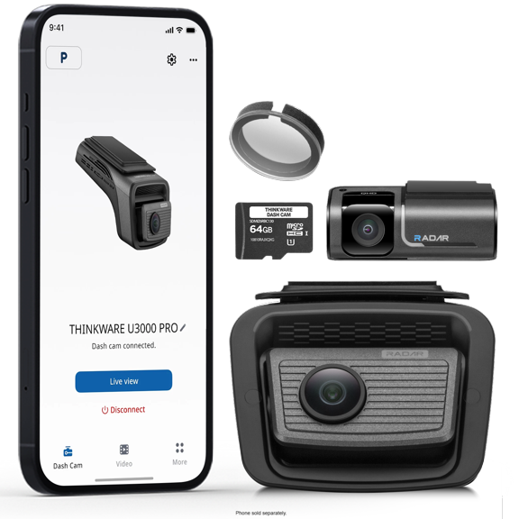 Nexar Pro GPS, Dual Dash Cam System, 64GB SD Card, HD Recording, Night ...