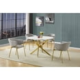 Best Quality Furniture Circle White Faux Marble Glass Dining Set w ...