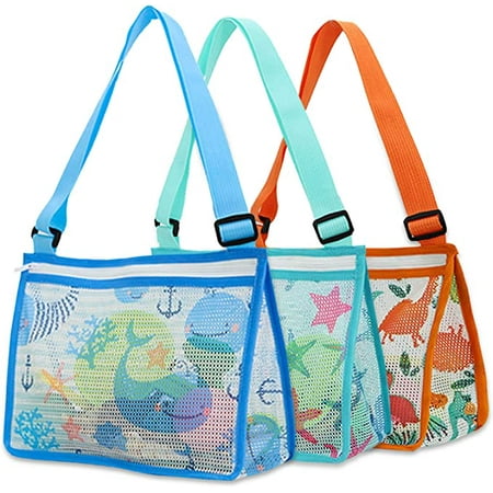 Mesh Beach Bag for Kids, Beach Shell Bag Lightweight Outdoor Storage ...