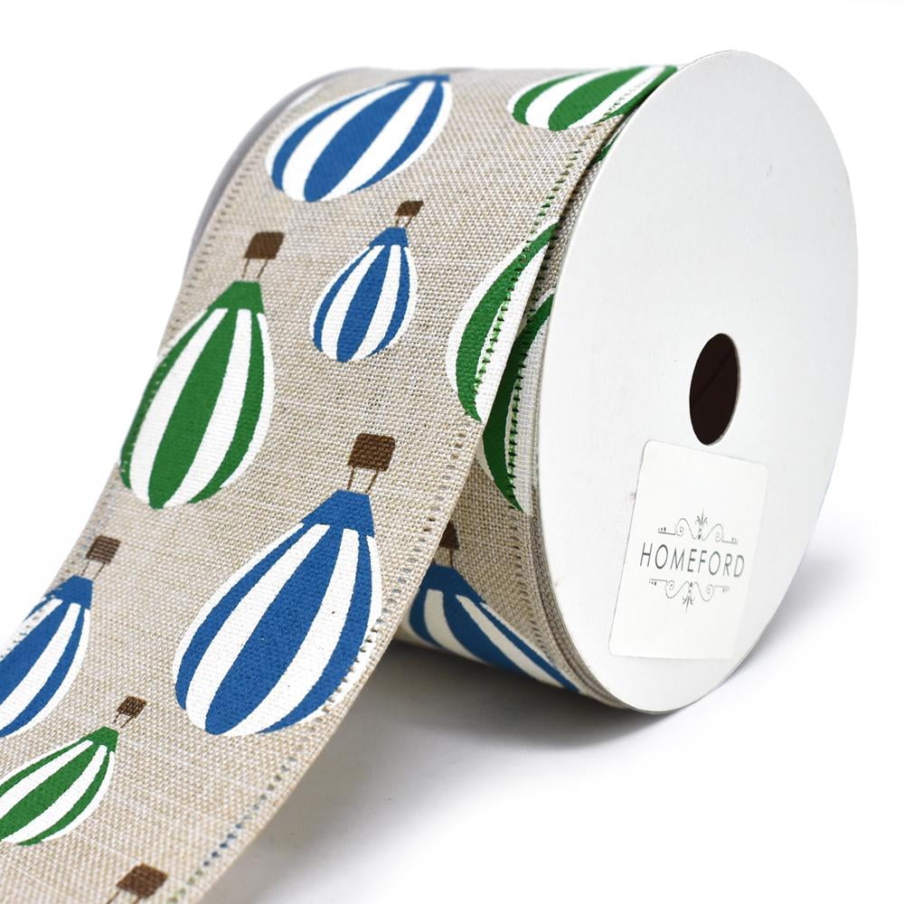 Hot Air Balloons Wired Burlap Ribbon, Natural, 2-1/2-Inch, 10-Yard ...