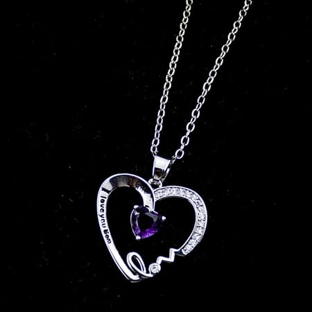 WREESH Heart Pendant Necklace Engraved With MOM Mother Plot Gift Love ...
