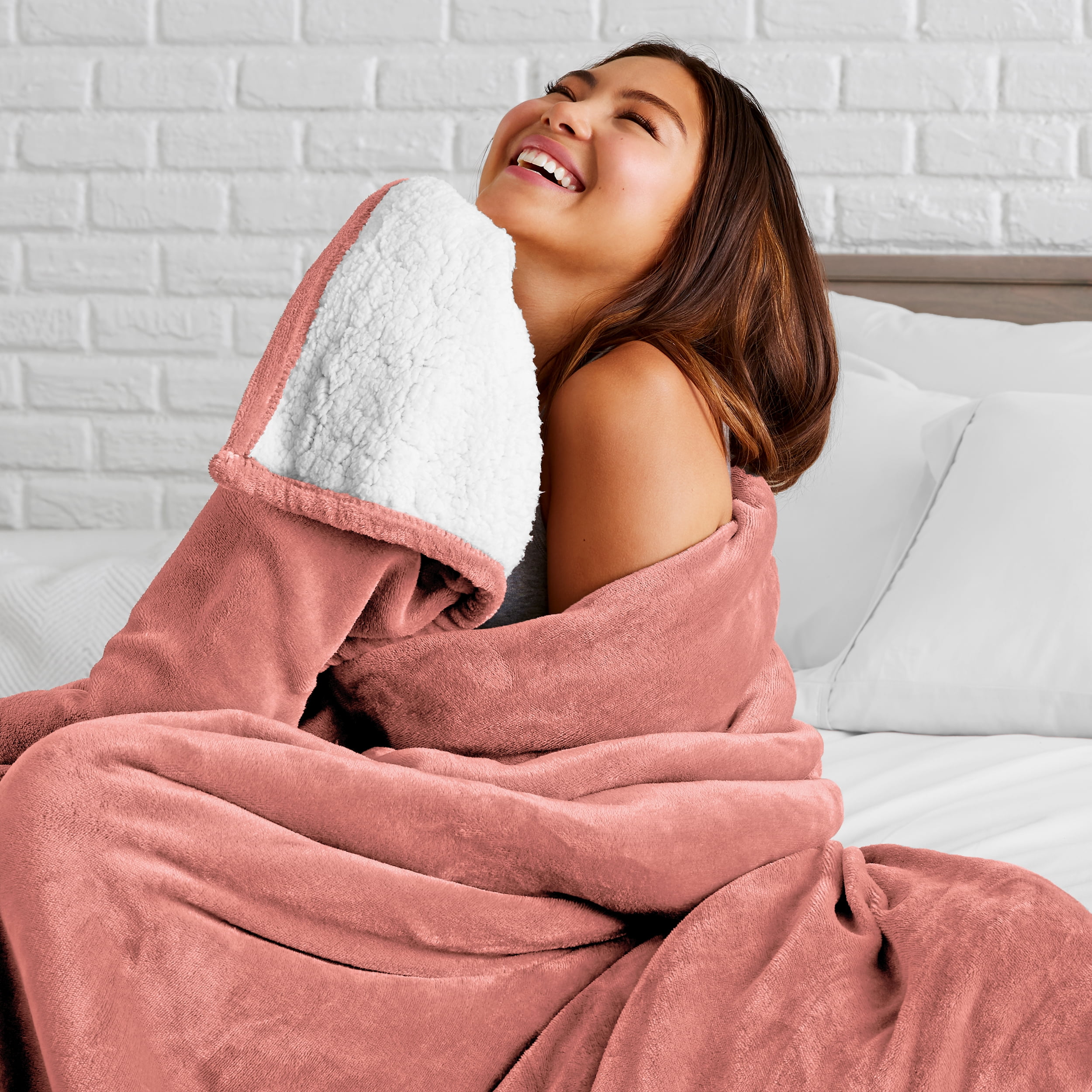 Bare Home Plush Sherpa Bed Blanket Fluffy And Soft Reversible