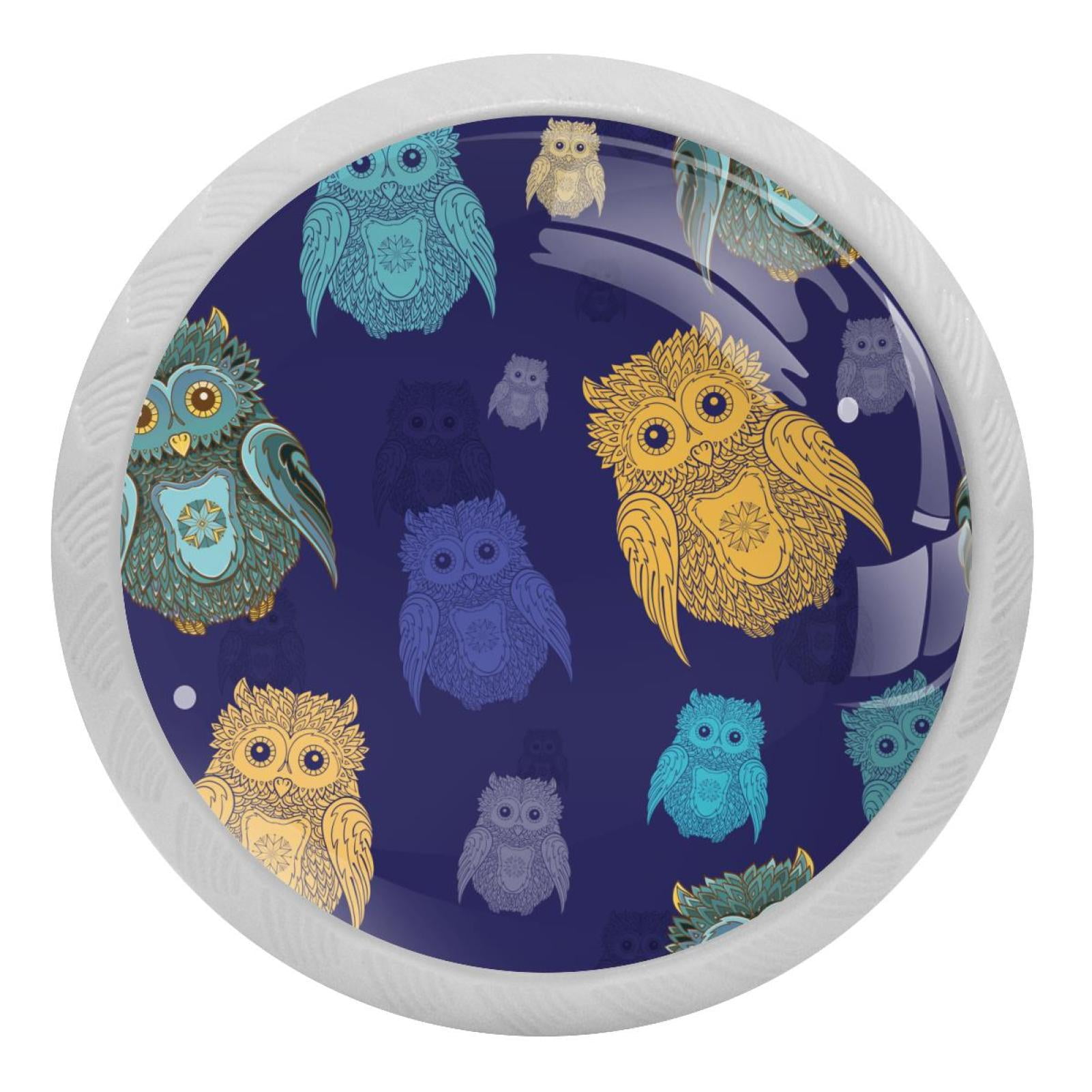 4PCS Round Owl Cabinet Fluorescence Knob Glowing in the Dark Furniture ...