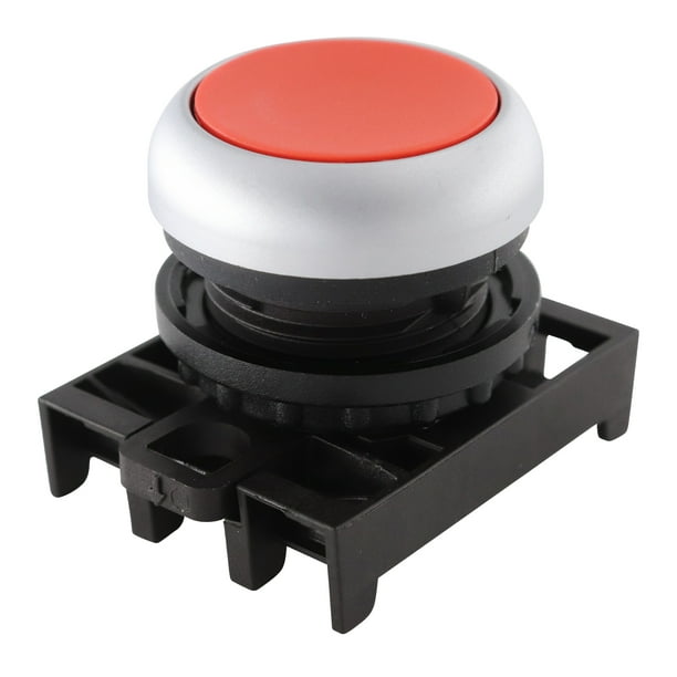 EATON M22-D-R-K10 Round Momentary Push-Button, 1-N.O., 22mm, Red, Silver Bezel - Walmart.com