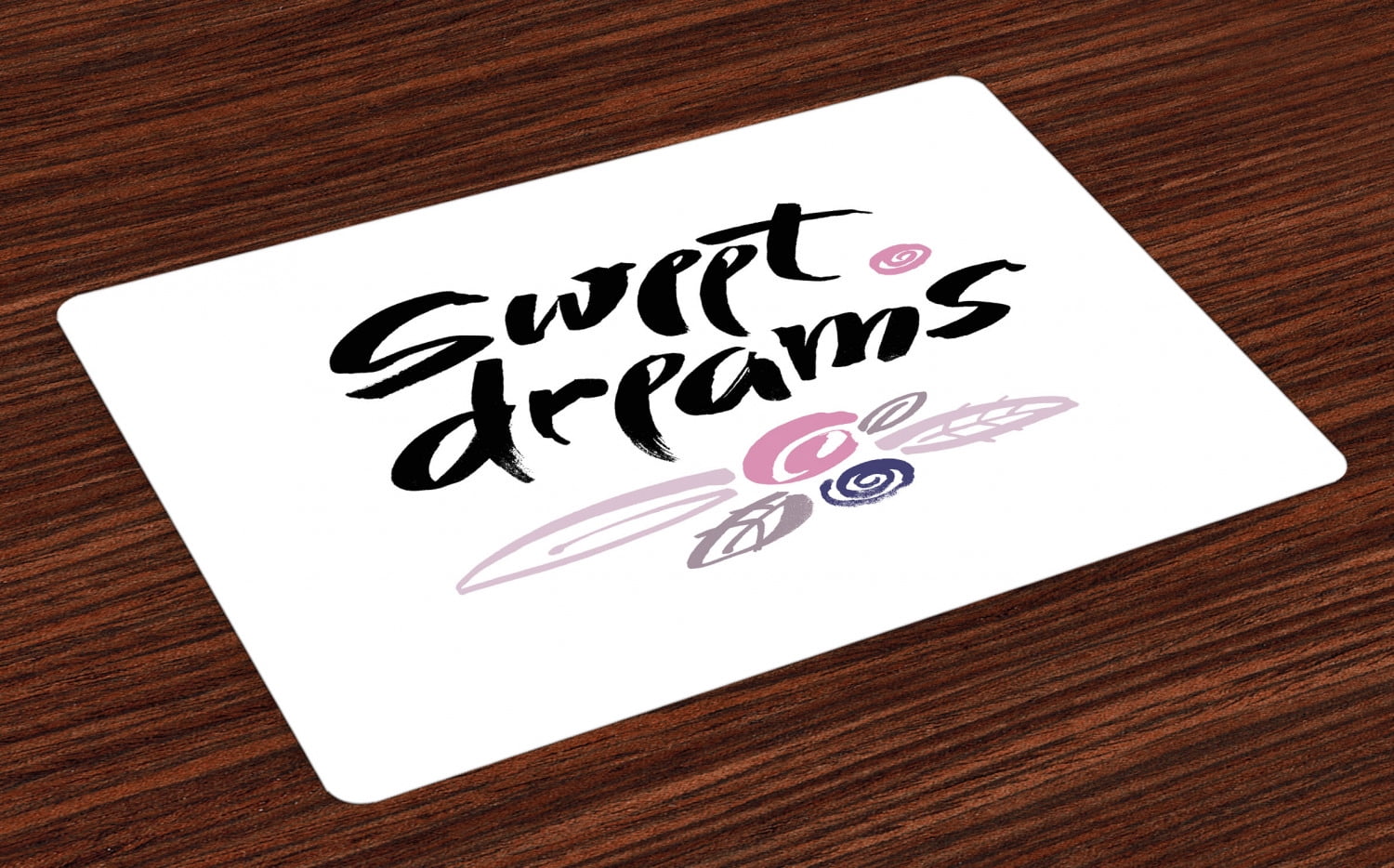 Sweet Dreams Placemats Set of 4 Hand Lettering with Brush Stroke Effect ...