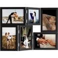 6 Picture Frame, 4x6 & 4x4 Six Folding Hinged Photo Frames, Rustic Wood ...