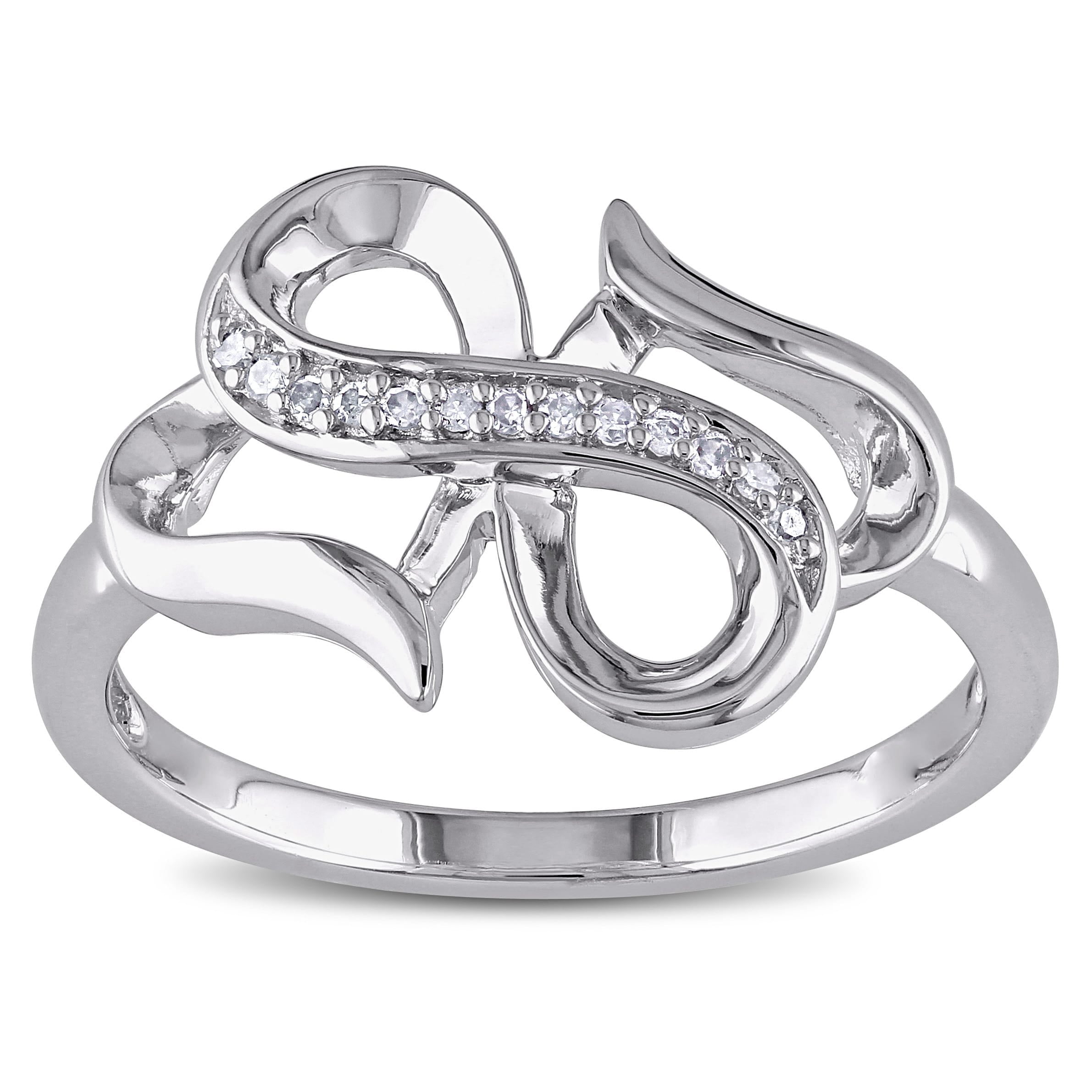 Sterling Silver Diamond Accent Double Heart Infinity Ring
