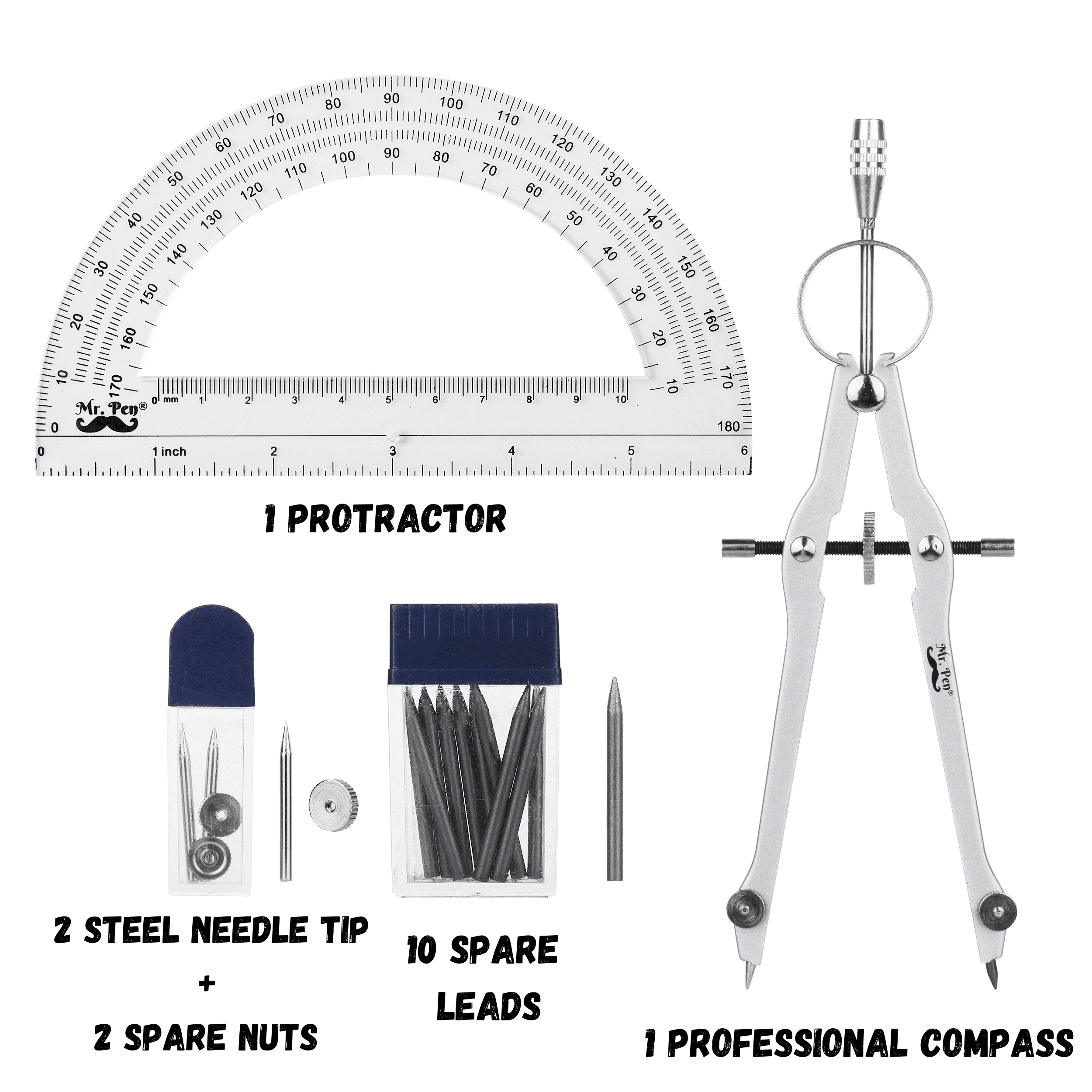 Mr. Pen Protractor and Compass Set Math Drawing and Drafting Equipment for Students Walmart