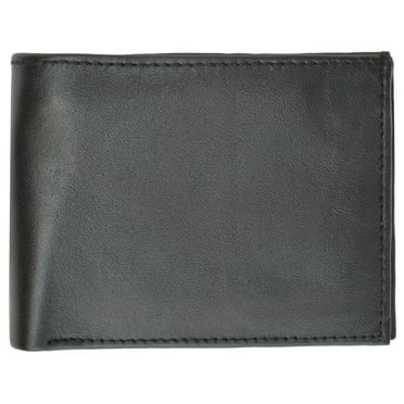 George Men's Genuine Milled Leather Bifold Wallet with Wing Black RFID ...