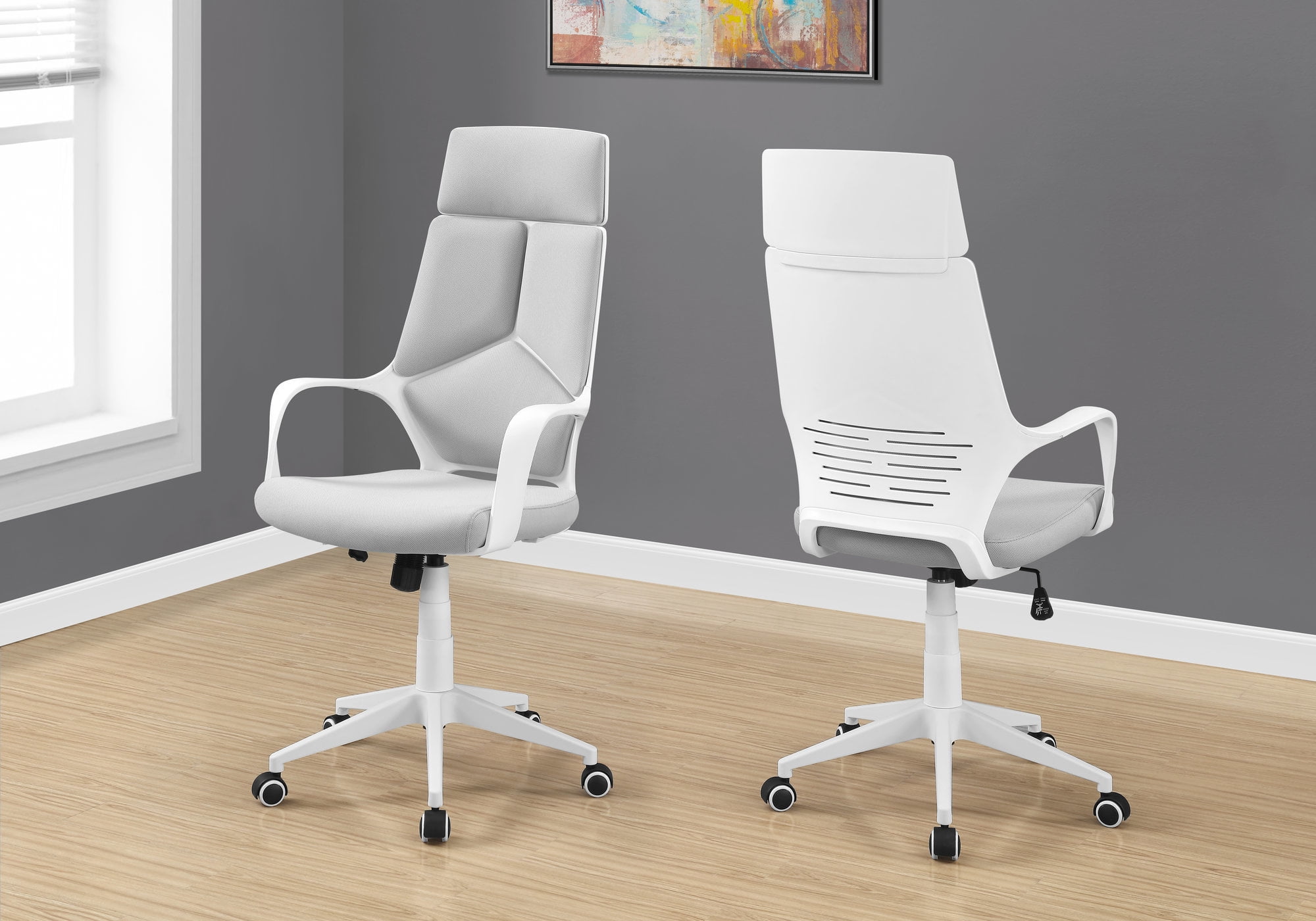 Silla de oficina Monarch Specialties I 7270 Blanco Tela gris Executive ...