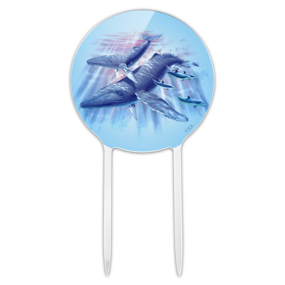 Acrylic Humpback Whales Ocean Dance Cake Topper Party Decoration for ...