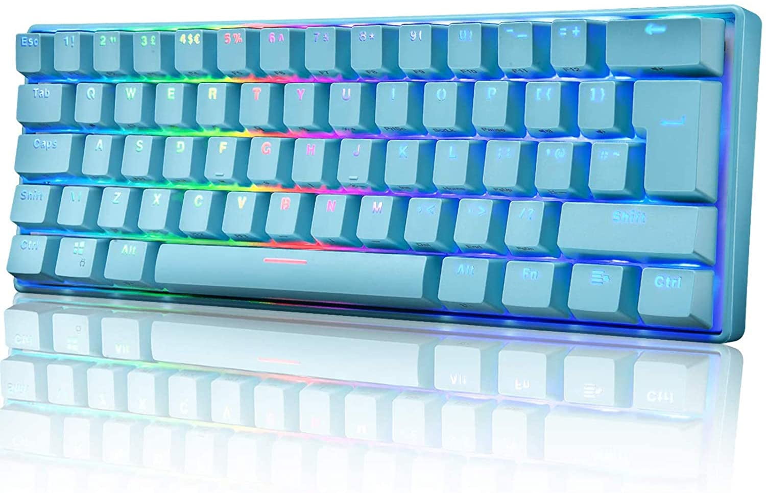 MK21 60% Mechanical Gaming Keyboard Mini Portable with Rainbow RGB ...