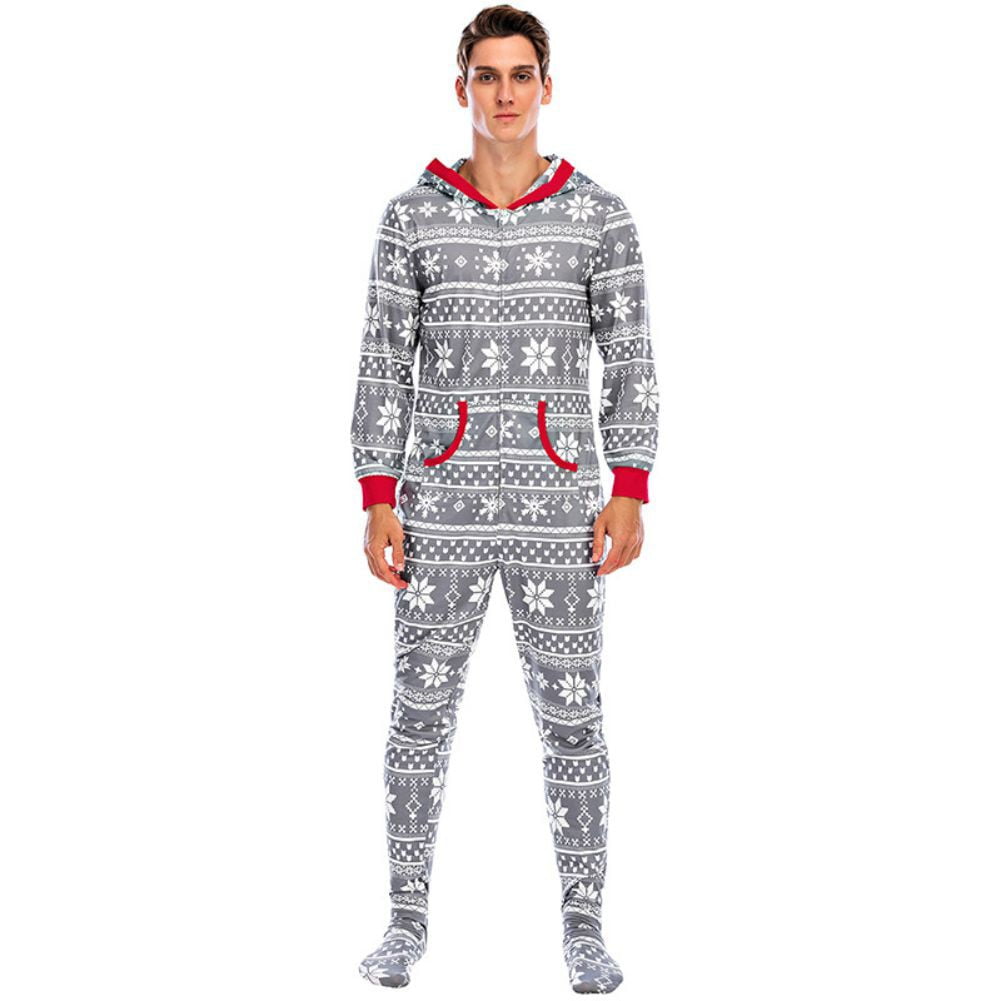 SYNPOS Christmas Pajamas One-Piece Jumpsuit Sets Footed Homewear ...